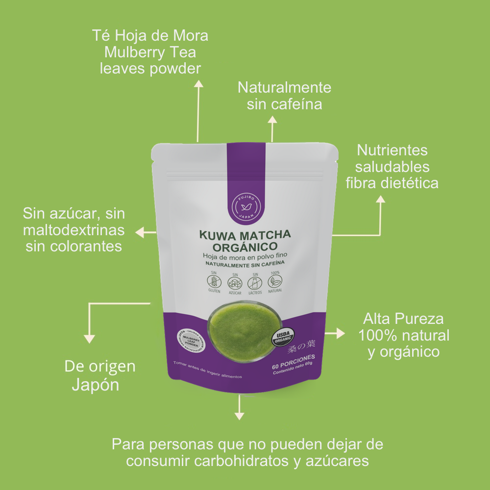 Kuwa Matcha Orgánico (Mulberry leaf tea powder) 60g – Grupo Fujiro